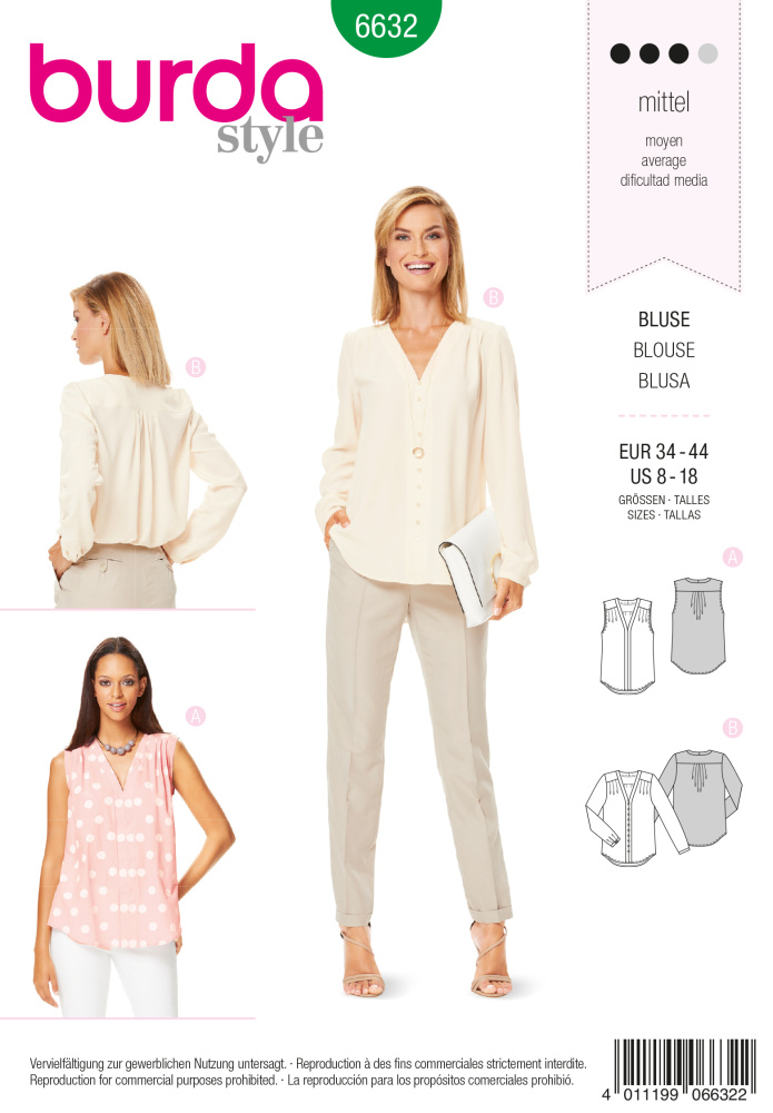 6632 - Burda - Bluse - Stoffdronning.no