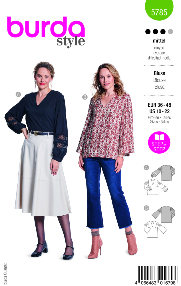 5785 - Burda - bluse - Stoffdronning.no